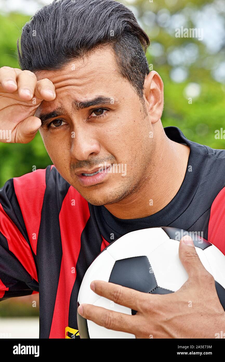 Stressed Adult Male Soccer Player Stock Photo - Alamy