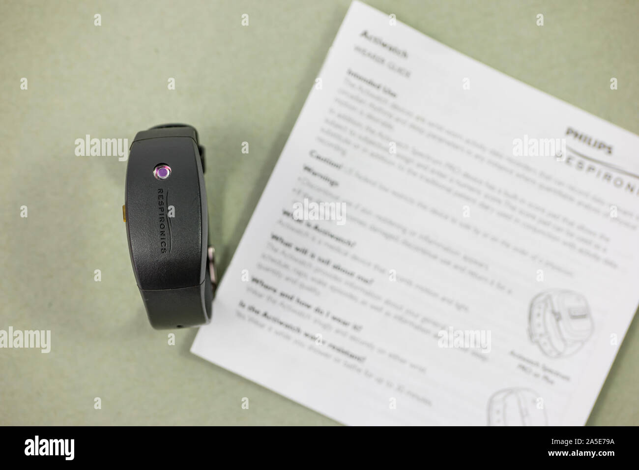 A Philips Respironics Actiwatch, a clinical research-grade tracker ...