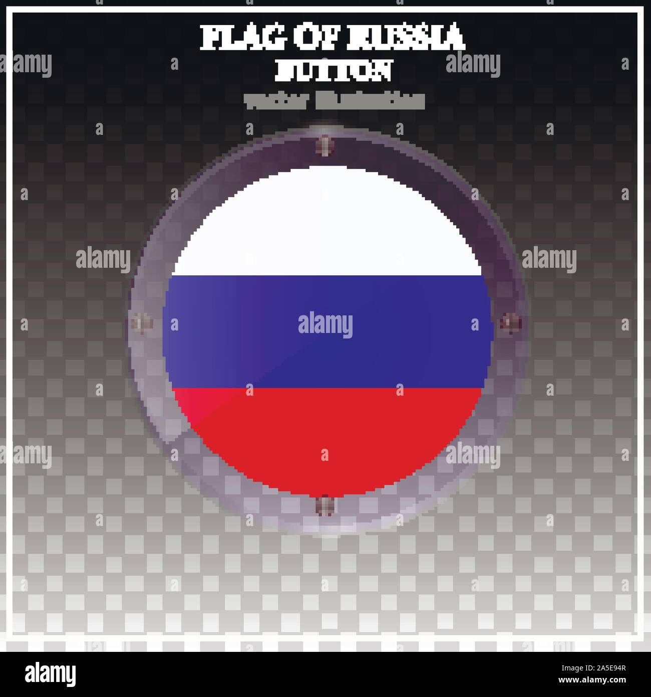 Bright transparent button with flag of Russia. Happy Russia day banner ...