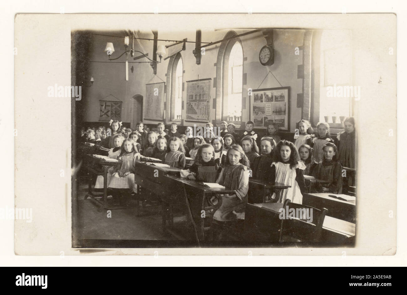Early 1900's photo of schoolchildren in classroom, circa 1905, U.K ...