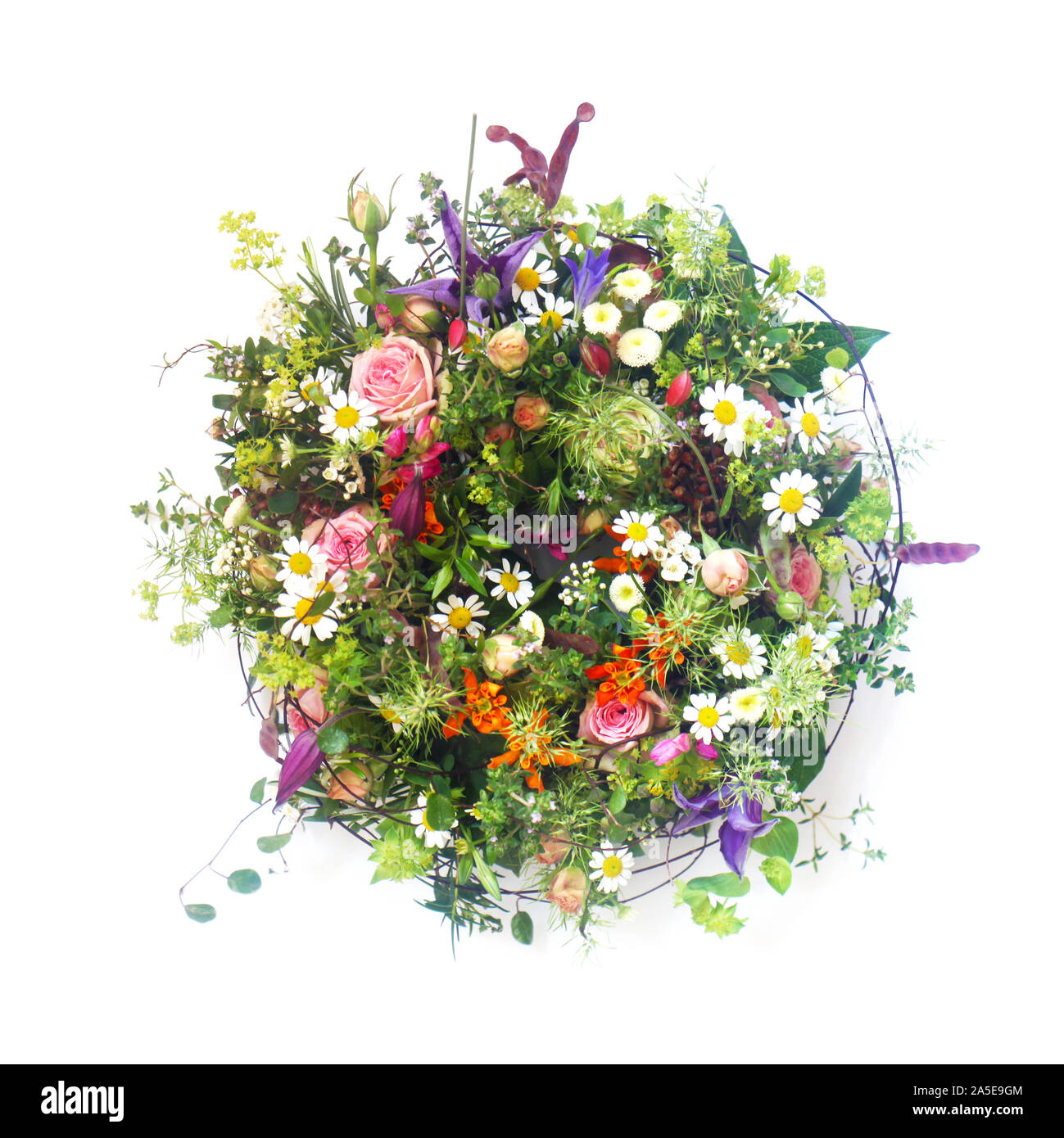 Floral Wreath Isolated On White Stock Photo - Alamy