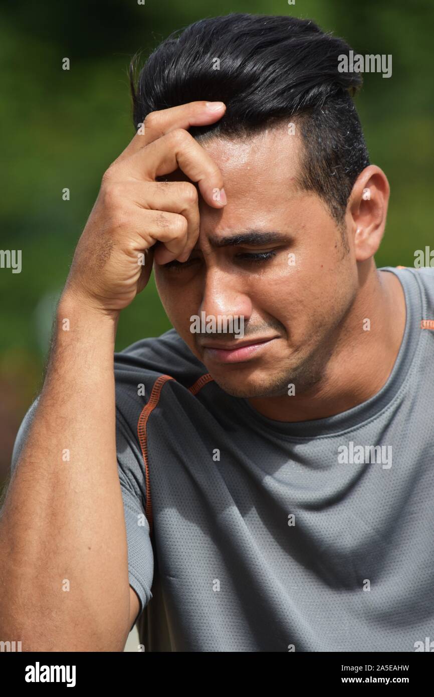 Crying Male Athlete Stock Photo - Alamy