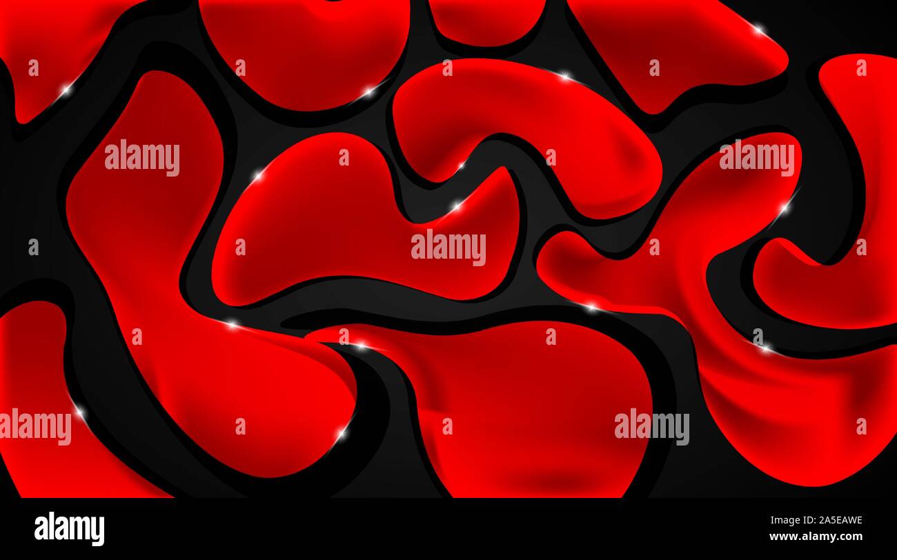 Abstract shiny red and black liquid. liquid form for decoration and ...