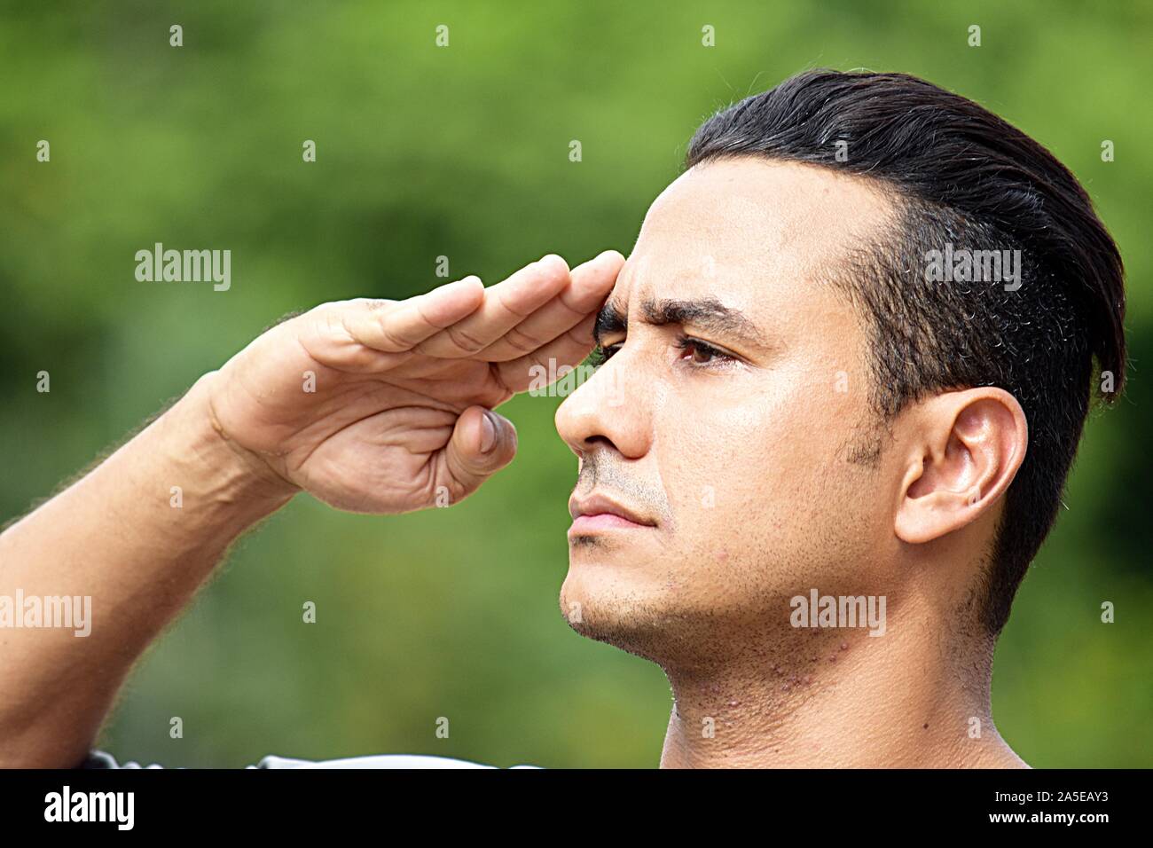 Saluting Civilian Adult Hispanic Male Stock Photo - Alamy