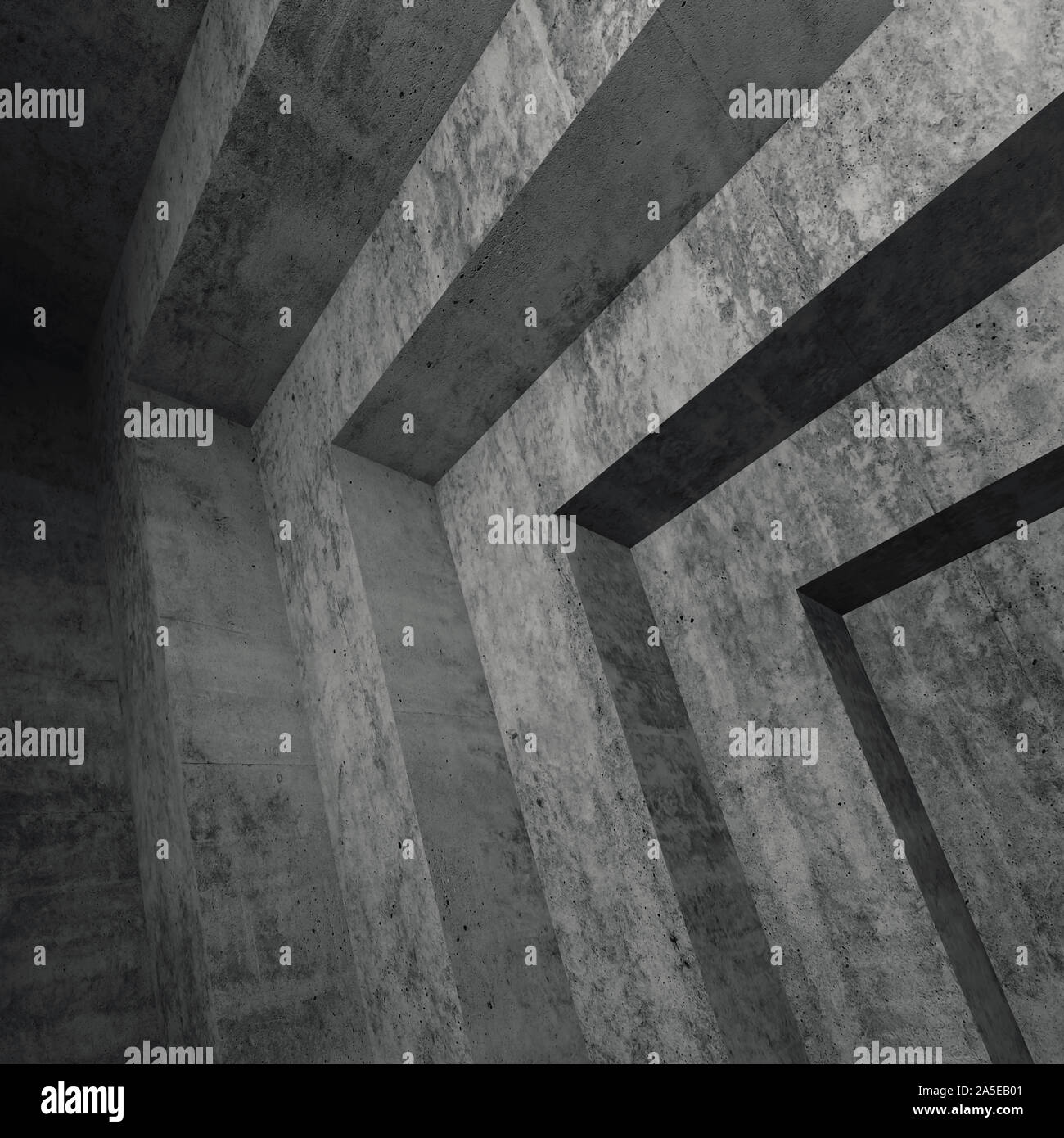 Abstract empty dark concrete background, square fragment, 3d rendering ...