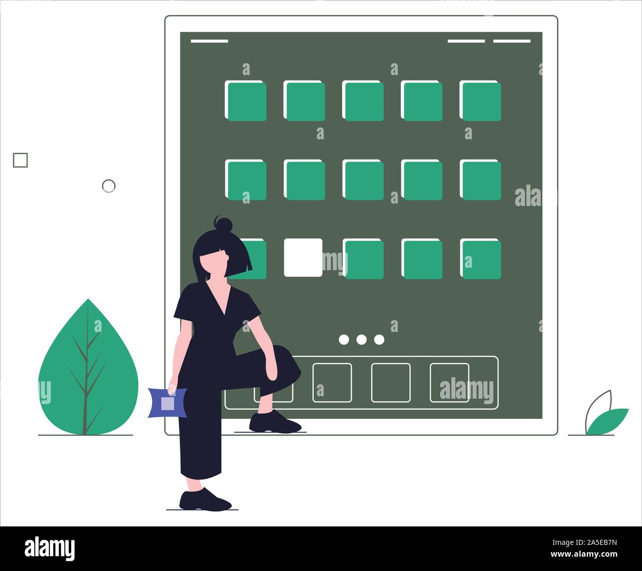 woman with app, App design mobile, Big screen app design with people ...