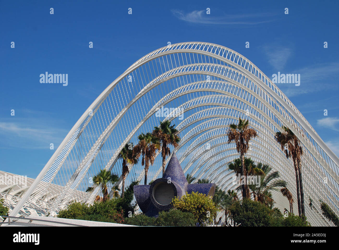 The entrance to the Umbracle building at the City of Arts and Sciences ...