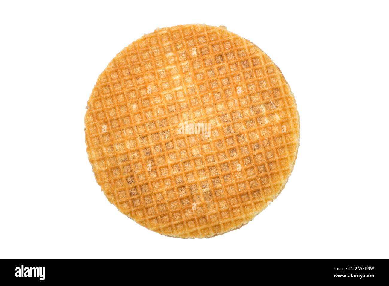 Round Dutch syrup waffle isolated on a white background with clipping ...