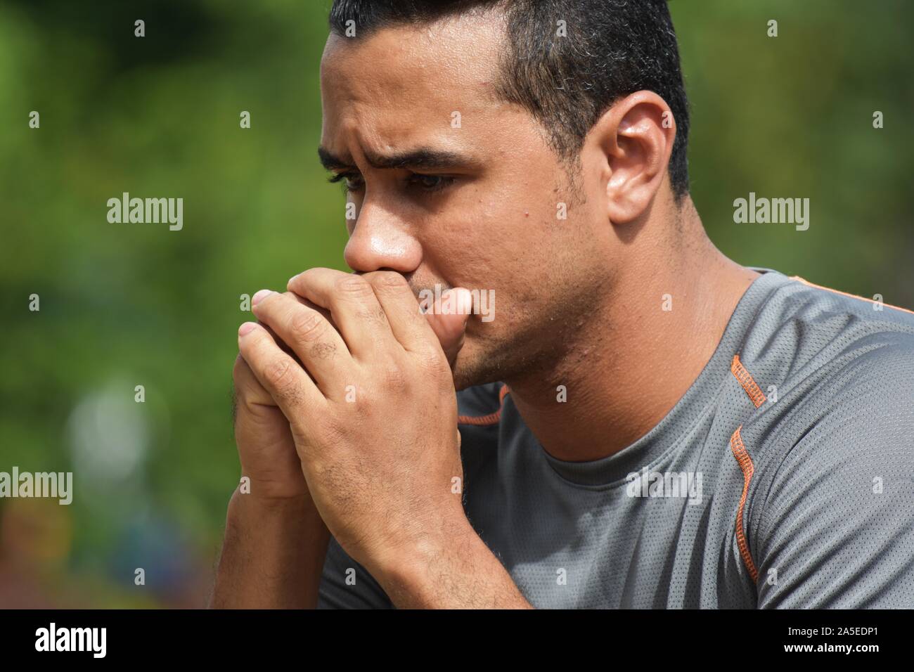 Depressed Athlete Colombian Person Stock Photo - Alamy
