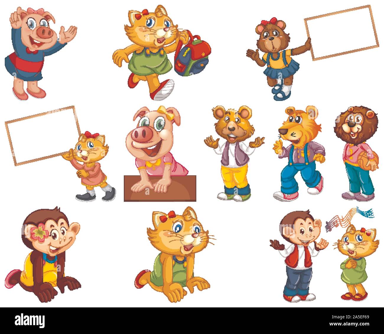 Animals acting in human-like actions and poses illustration Stock ...