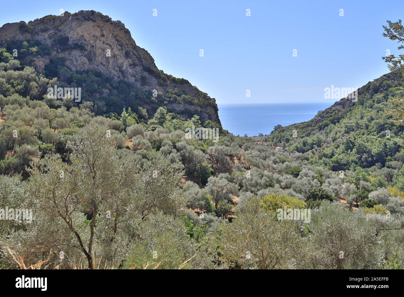 Cave of Pythagoras in the hills above Marathokambos on the Greek island ...