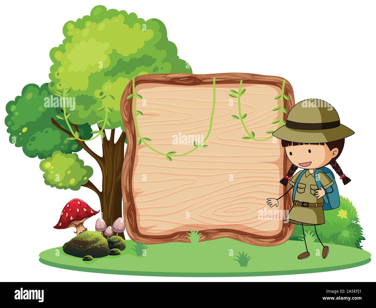 Girl scout with wood frame illustration Stock Vector Image & Art - Alamy
