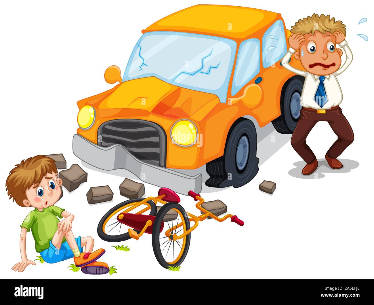Accident scene with car crashing a bike illustration Stock Vector Image ... Accident scene with car crashing a bike illustration Stock Vector Image ...