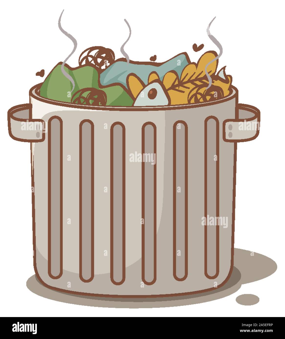 Dirty trash in the bin on white background illustration Stock Vector ...