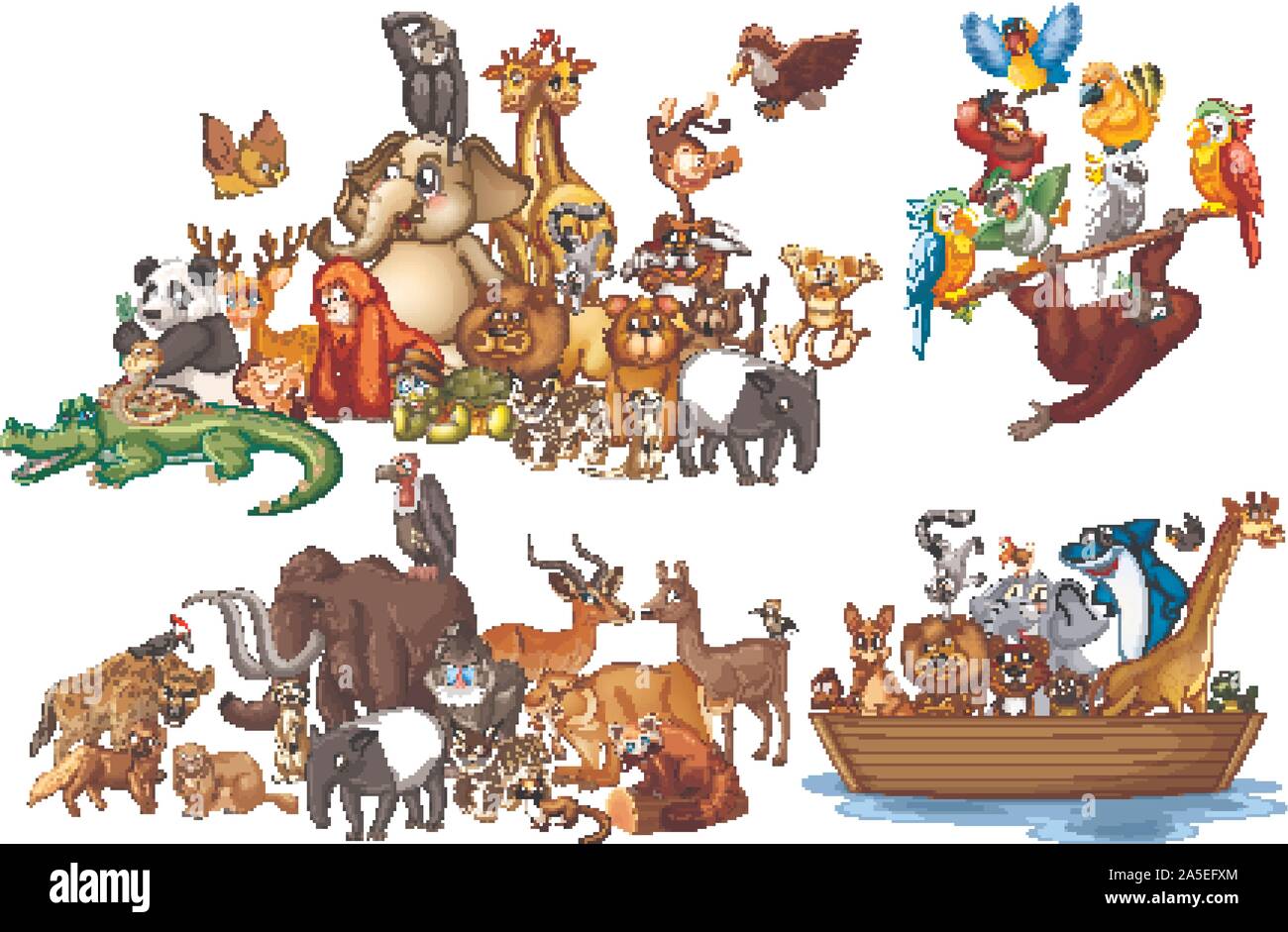 Many animals on white background illustration Stock Vector Image & Art ...