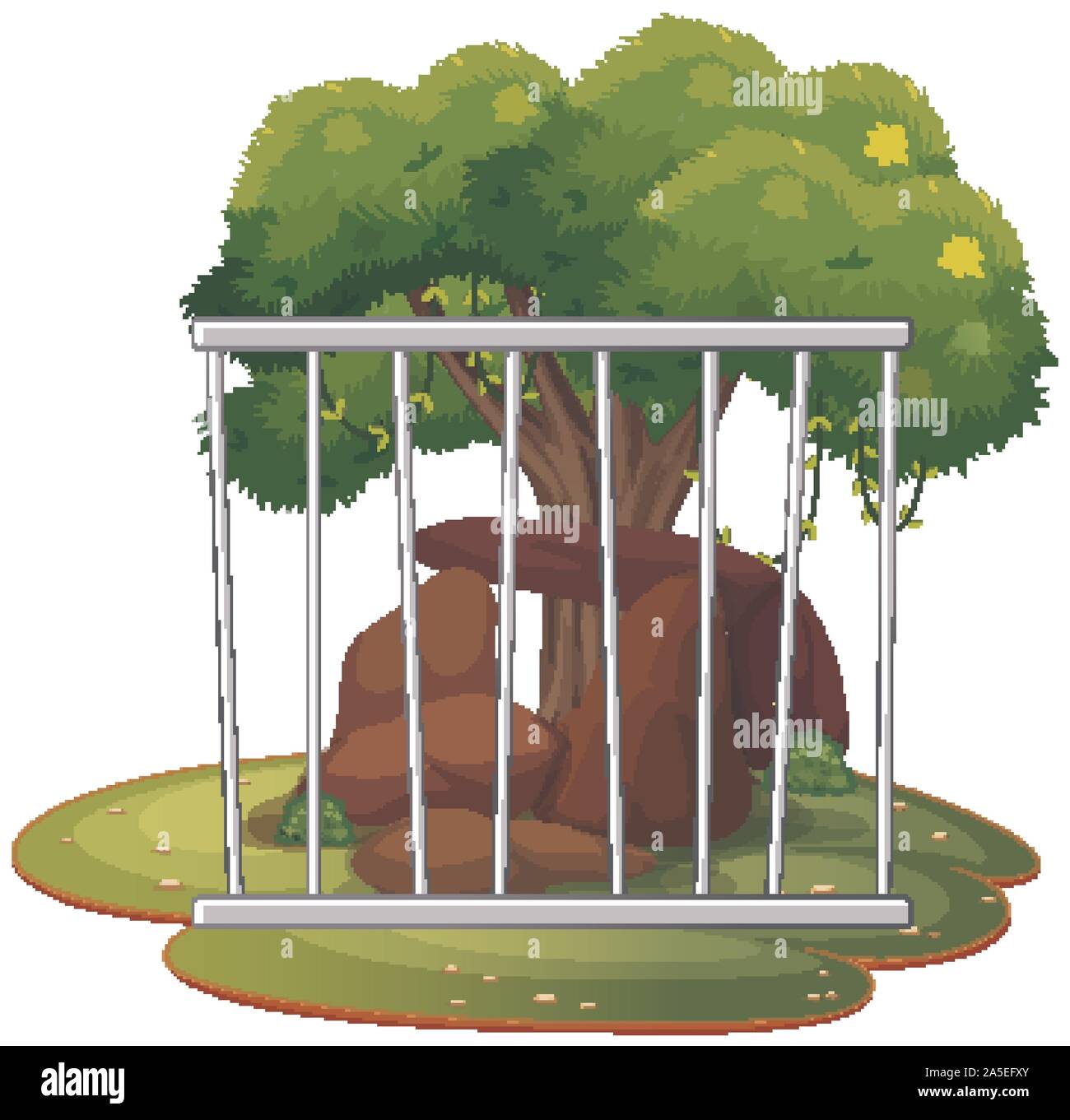 Garden scene with cage and tree illustration Stock Vector Image & Art ...