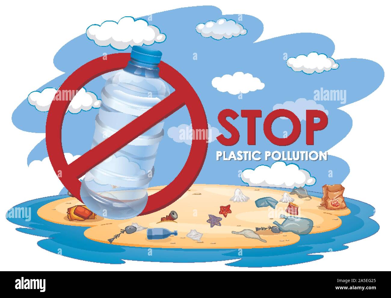 Poster design with no plastic pollution illustration Stock Vector Image ...