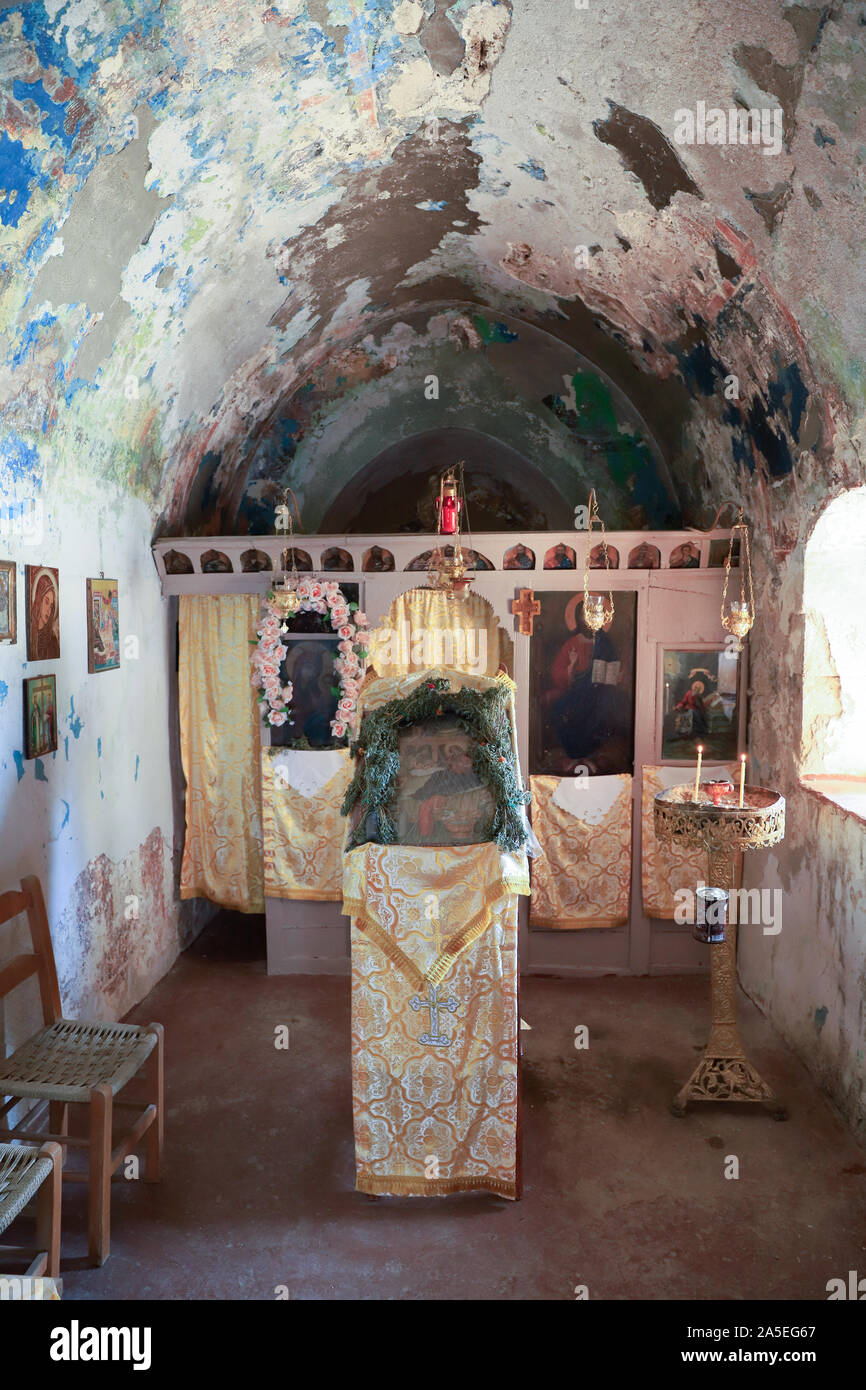 Cave of Pythagoras in the hills above Marathokambos on the Greek island ...