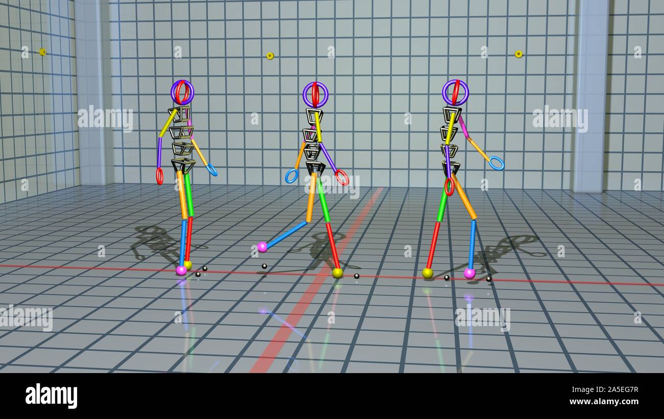 Gait recognition , motion capture 3d rendering of character walking Stock Photo - Alamy