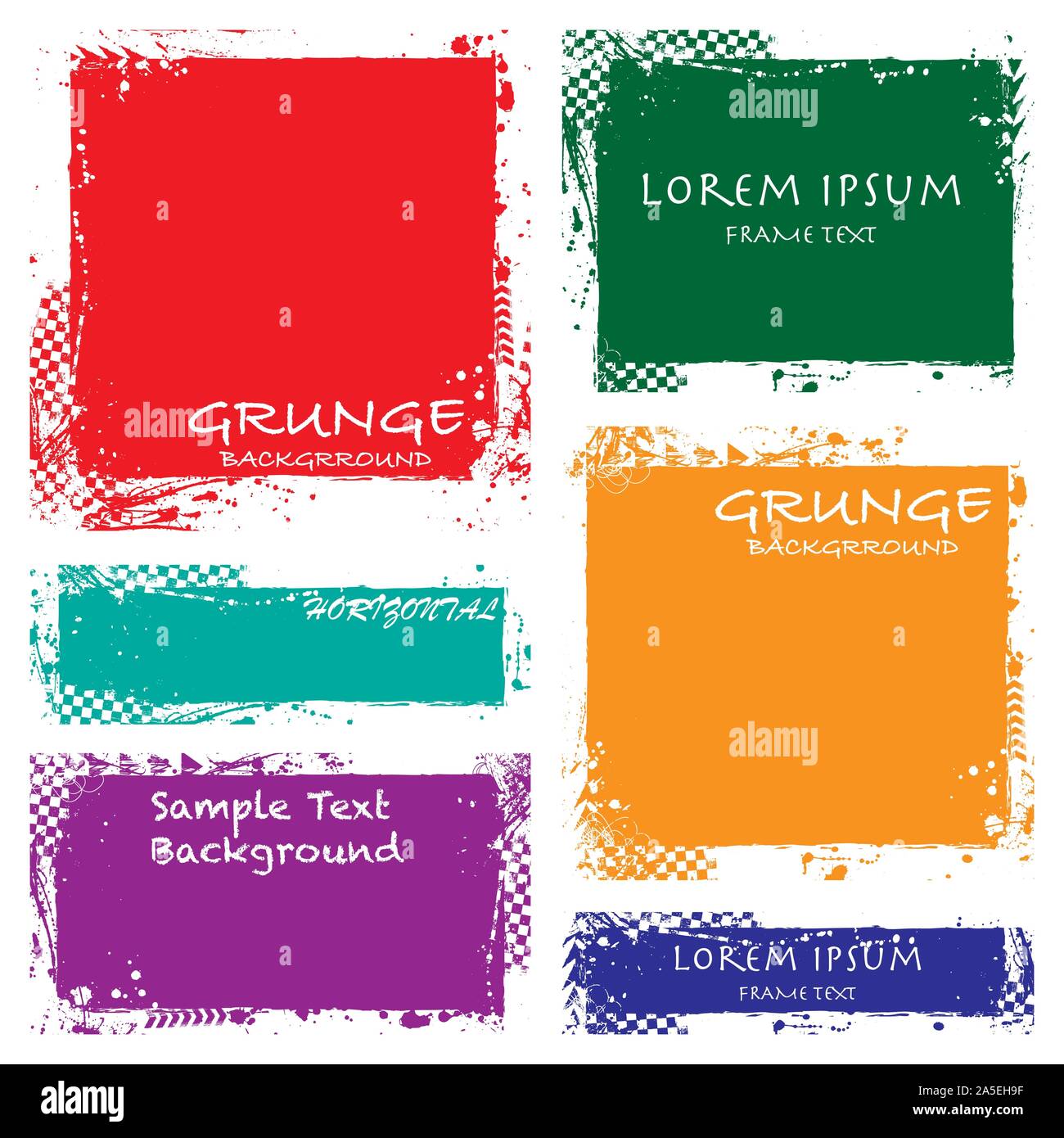 Color grunge frames race elements with tire tracks isolated on white ...