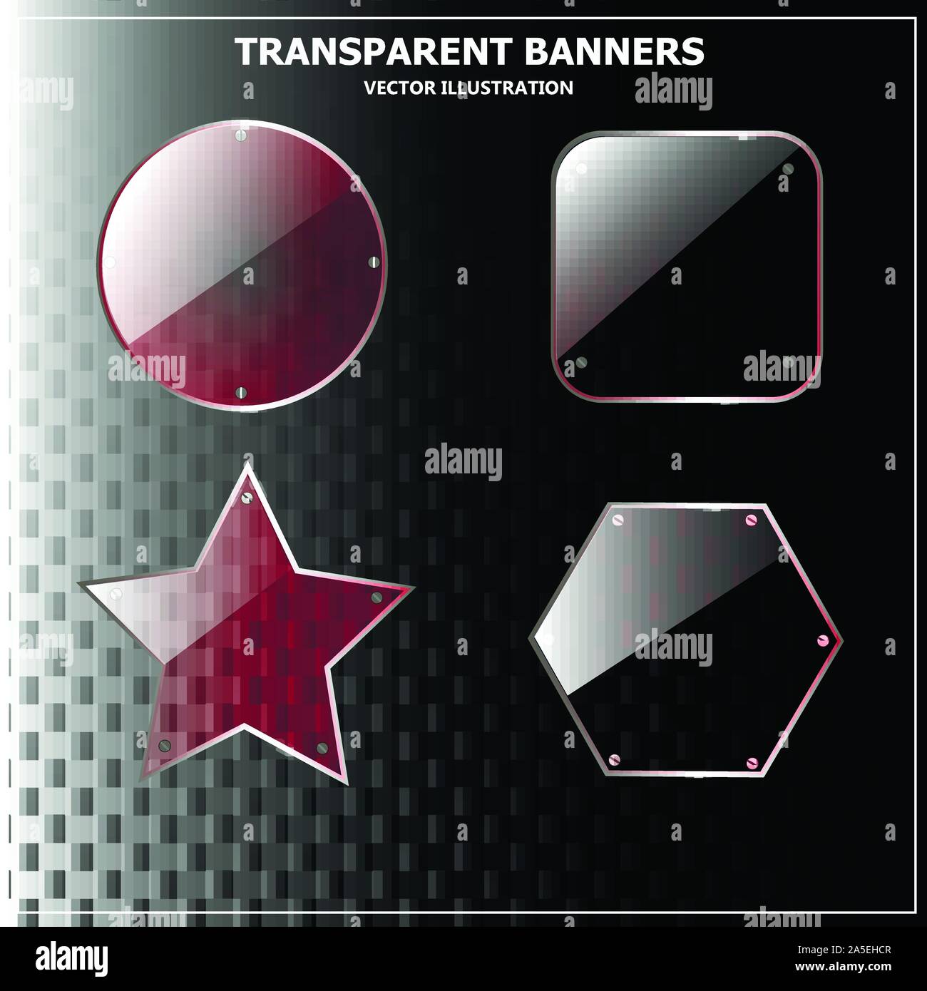 Transparent glass banners design. Vector illustration with black ...