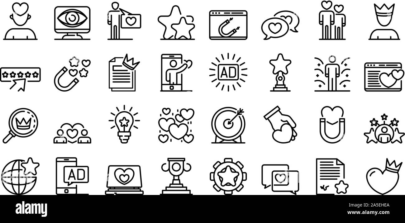 Engaging content icons set, outline style Stock Vector Image & Art - Alamy