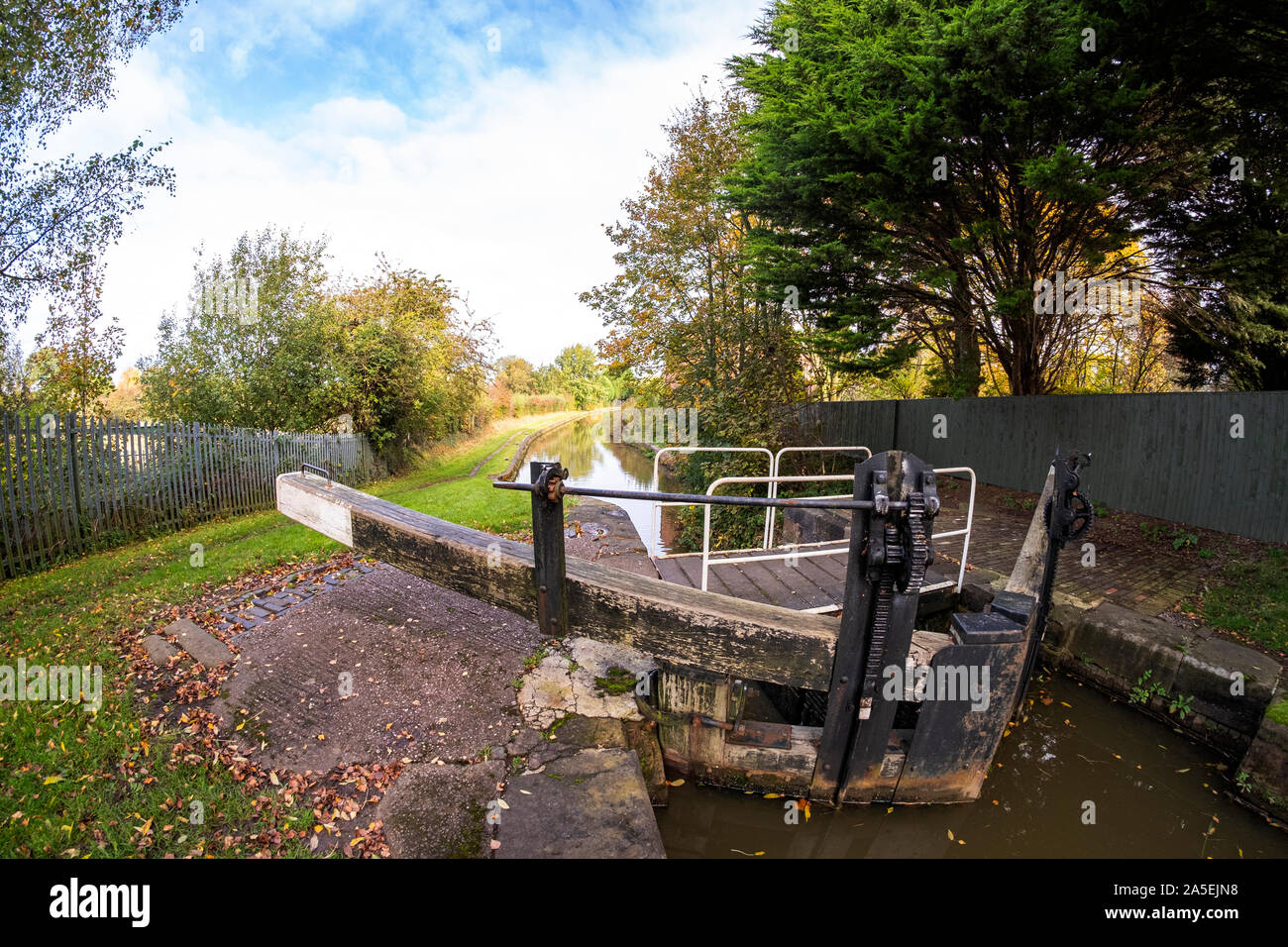 Closed lock 67 on the Trent and Mersey canal in Moston near Sandbach ...