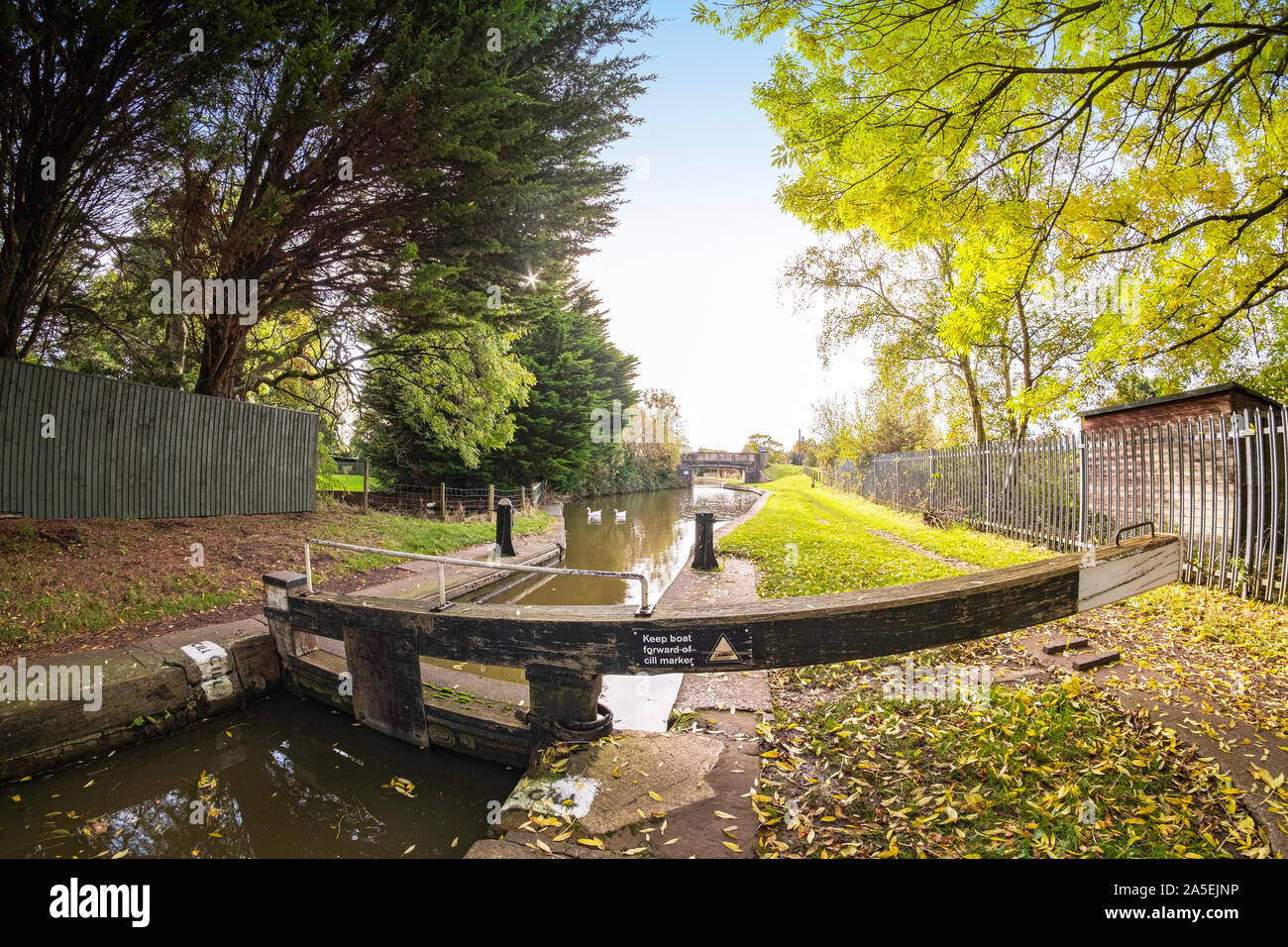 Closed lock 67, with cill marker on the Trent and Mersey canal in ...