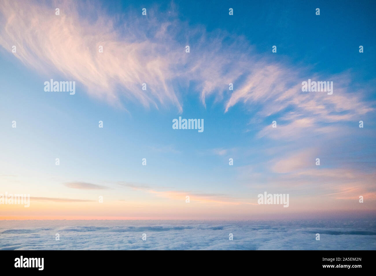 Sky and clouds beautiful rare landscape - blue colors and horizon ...