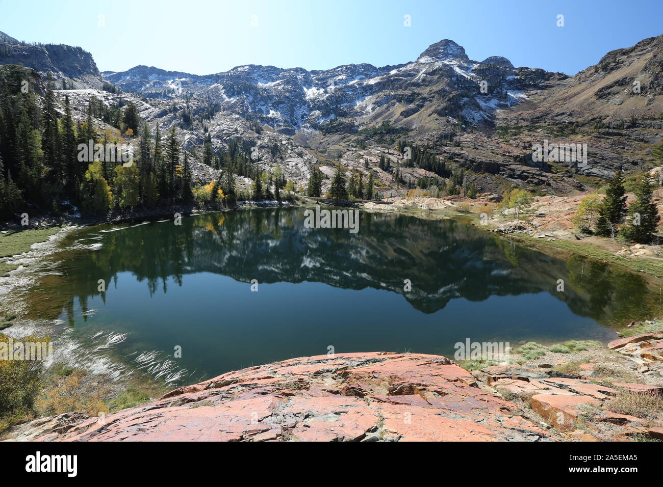 Lake Florence in fall, Big Cottonwood Canyon, Utah Stock Photo - Alamy