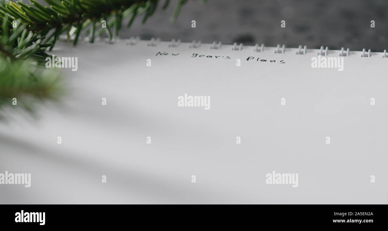 new years plans phrase on notepad, wide photo Stock Photo - Alamy