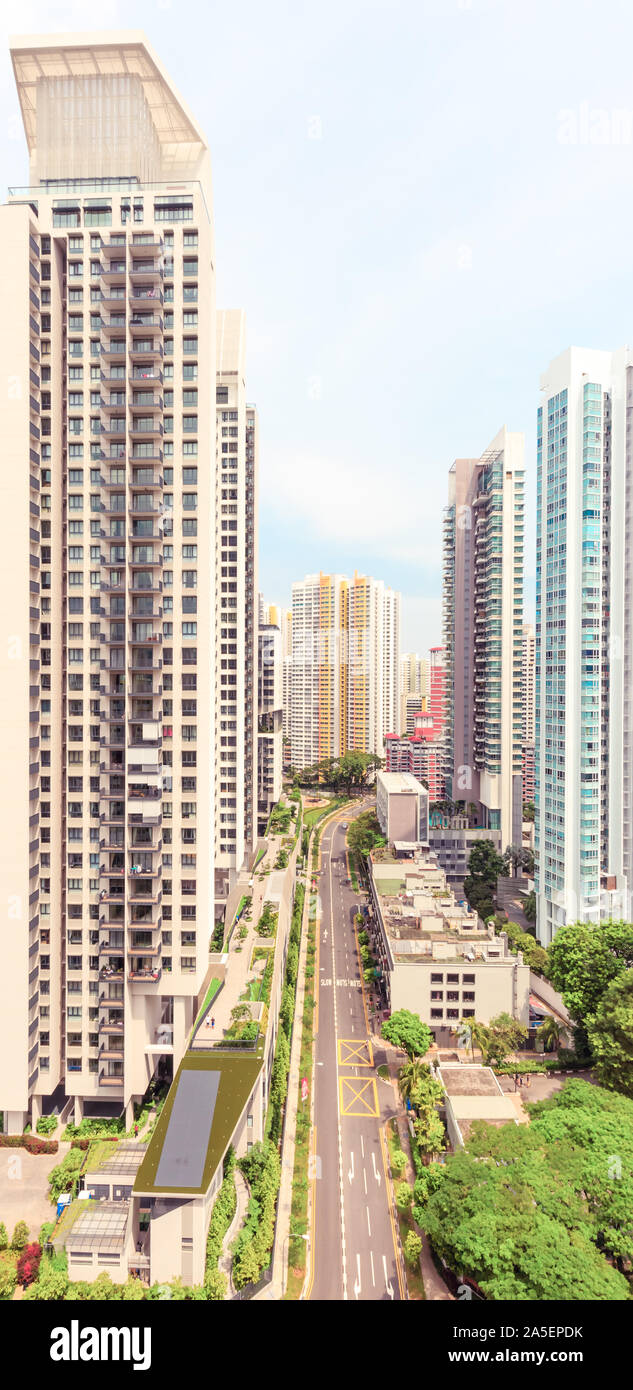 Street pass through residential area Aerial view Stock Photo - Alamy