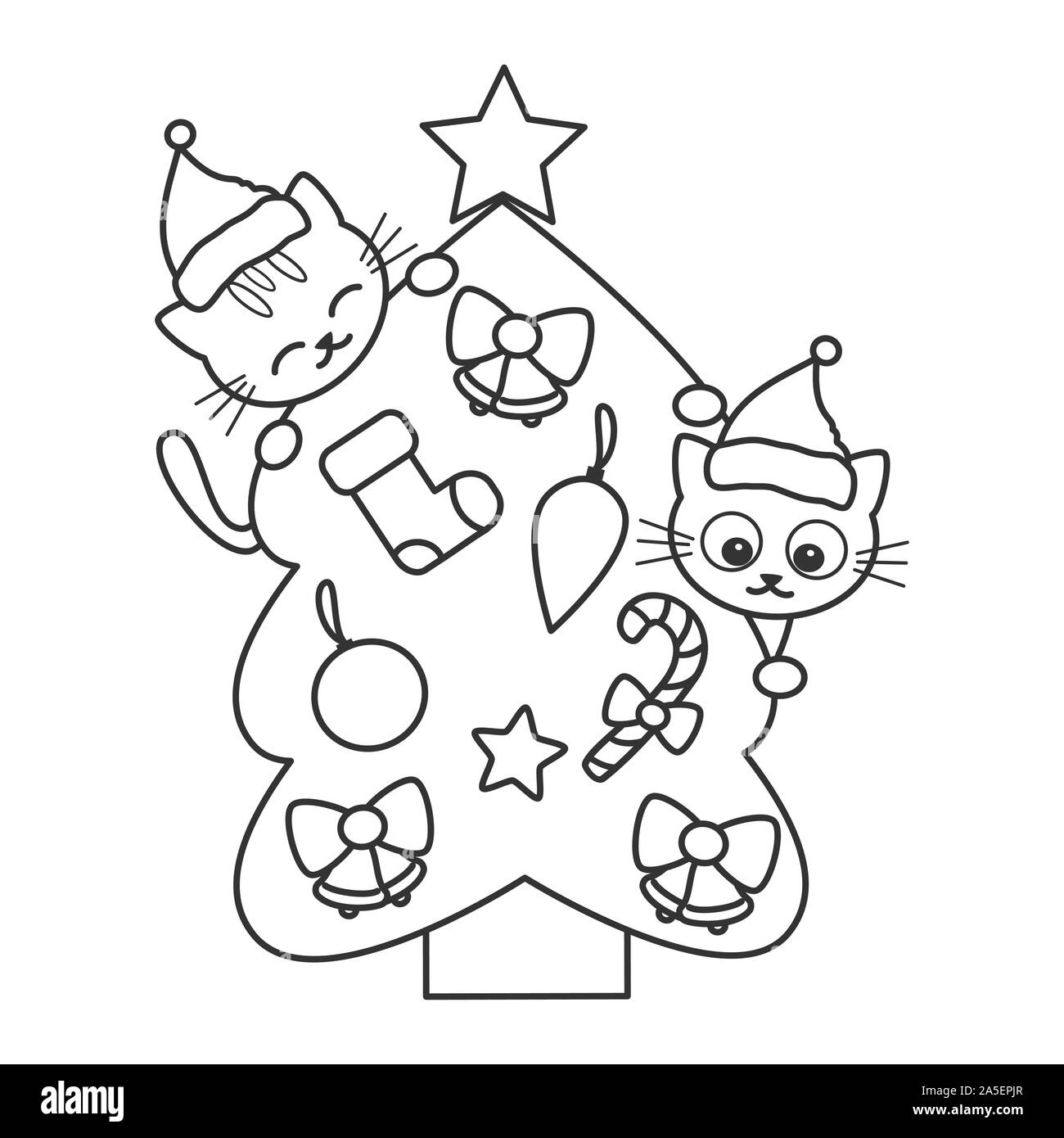 Cat santa hat Black and White Stock Photos & Images - Alamy