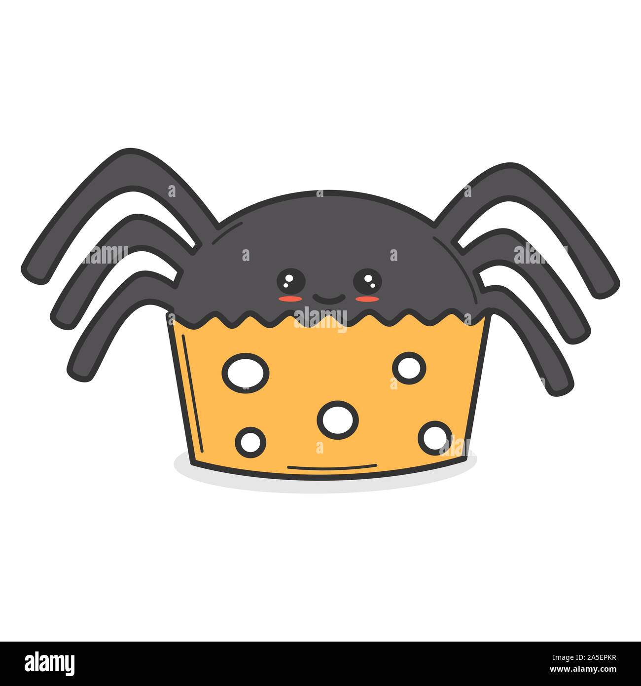 cute cartoon vector spider cupcake funny halloween illustration ...