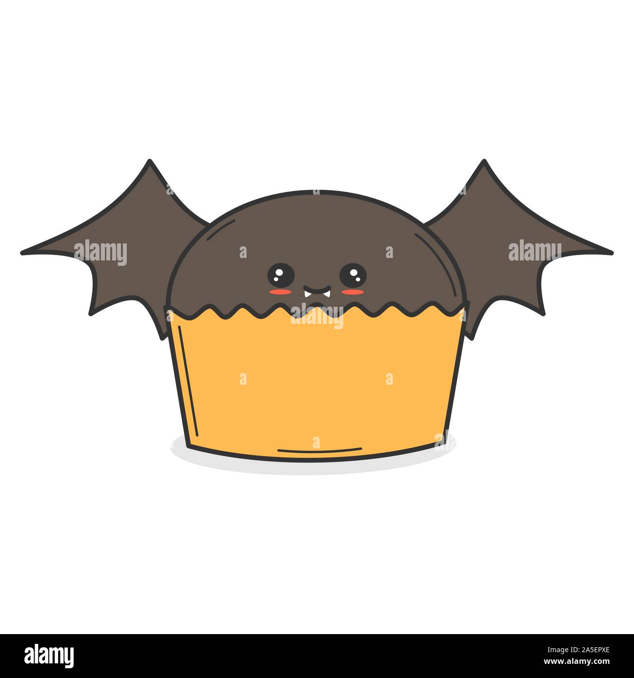 cute cartoon vector bat cupcake funny halloween illustration isolated ...