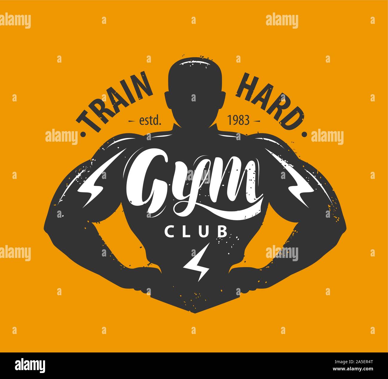 Gym club logo or emblem. Sport concept. Vector illustration Stock ...