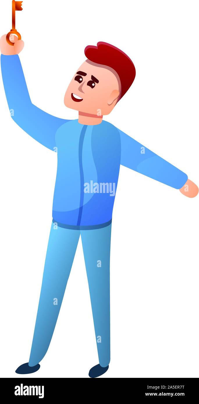 Boy find quest key icon. Cartoon of boy find quest key vector icon for ...