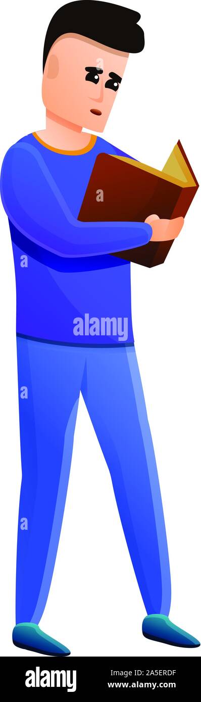 Boy read quest book icon. Cartoon of boy read quest book vector icon ...