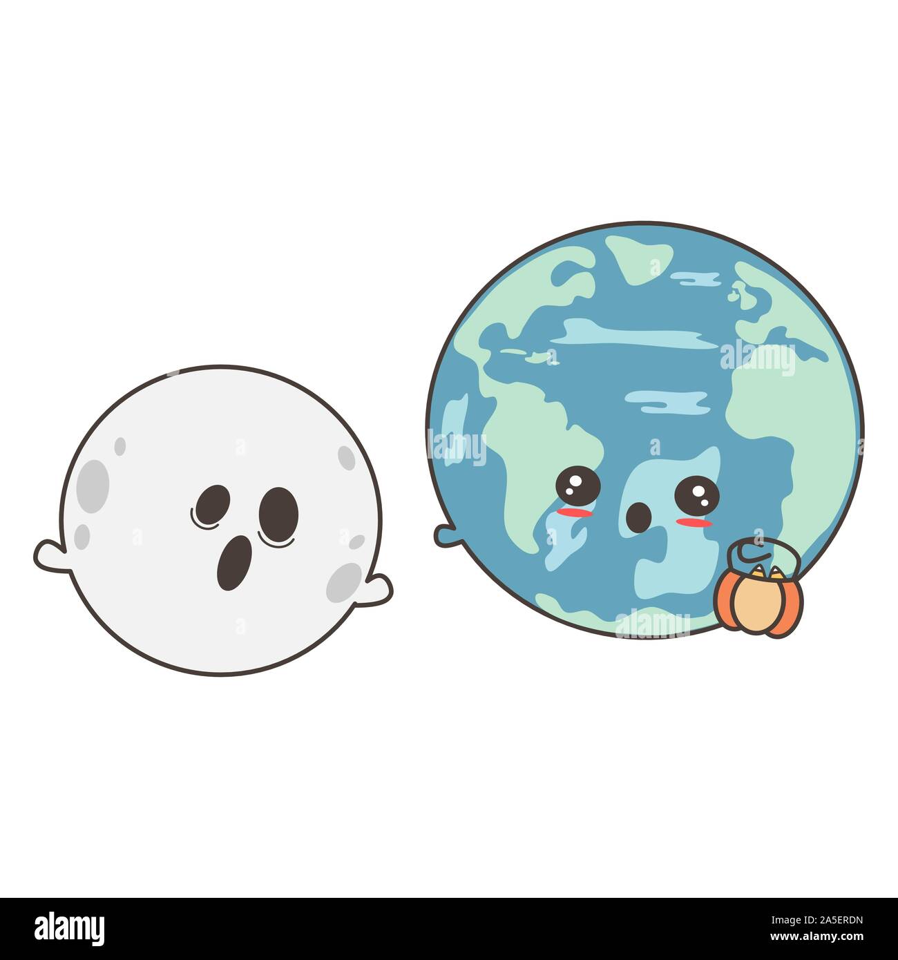 cute cartoon halloween funny vector illustration with planet earth and ...