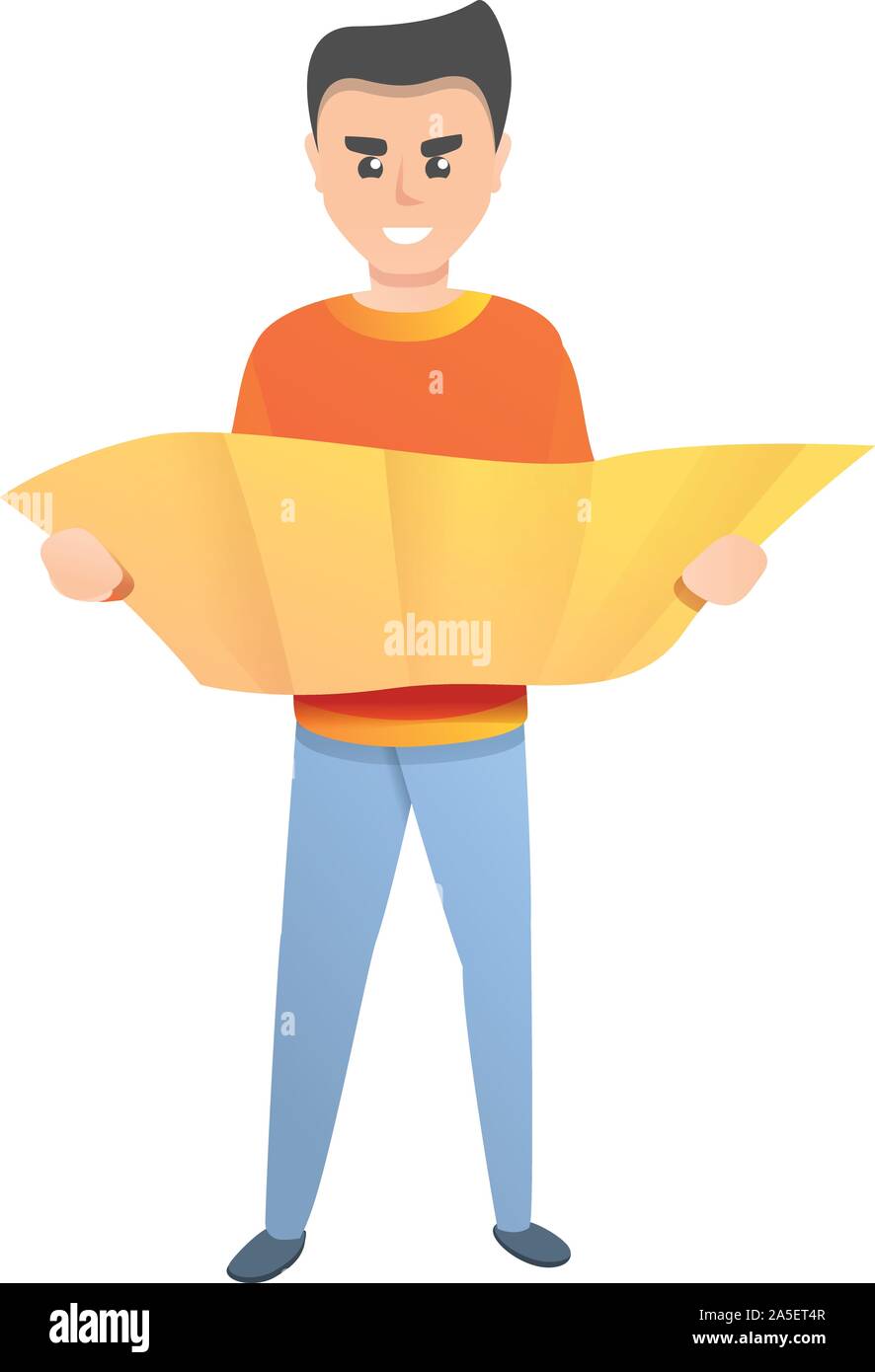 Man take quest map icon. Cartoon of man take quest map vector icon for ...