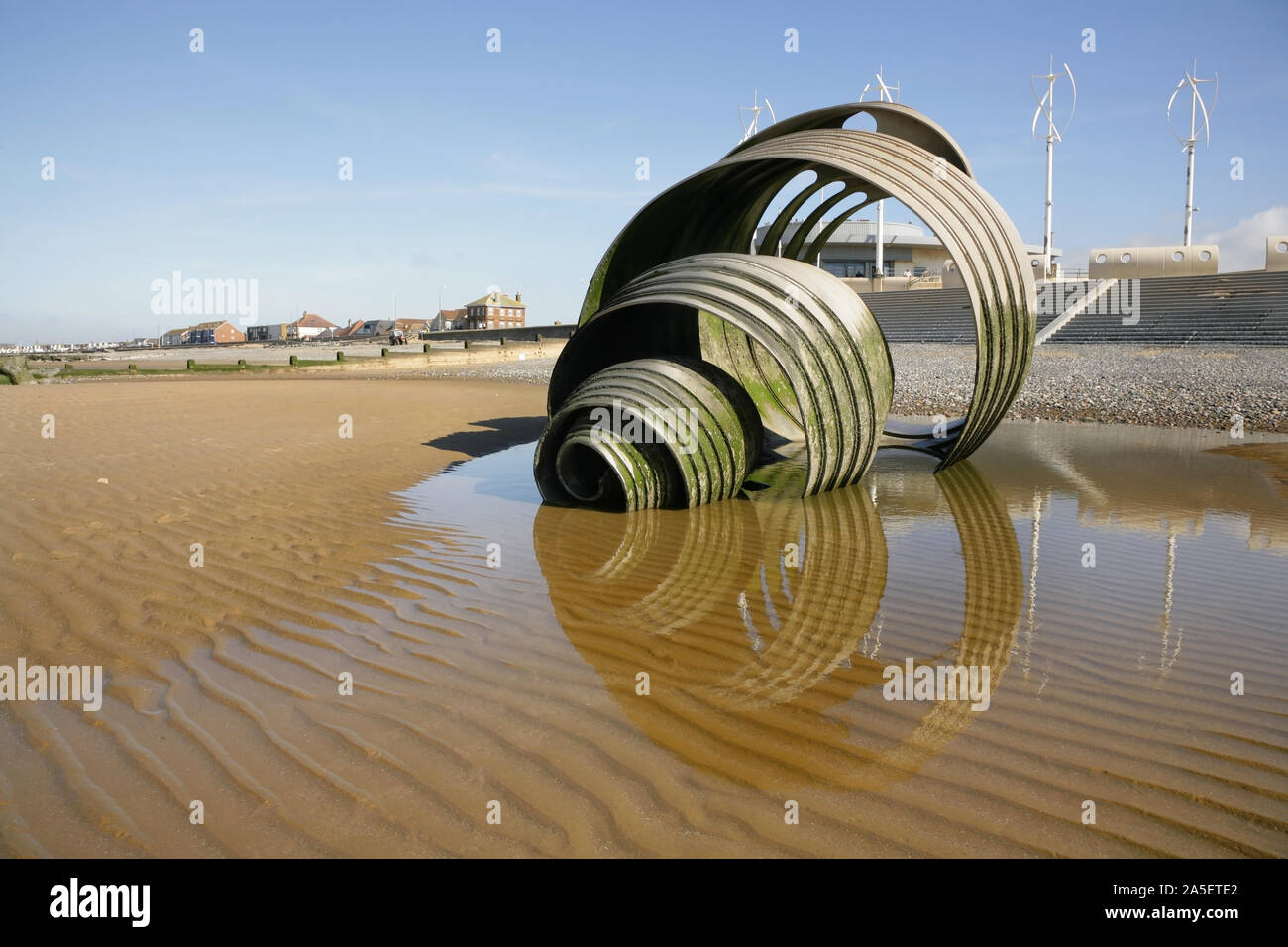 The public art installation Mary's Shell on the beach at Cleveleys, nr ...