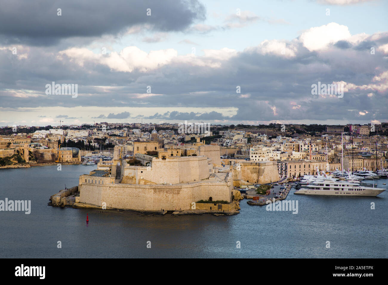 Aerial panoramic sunset valletta malta hi-res stock photography and ...