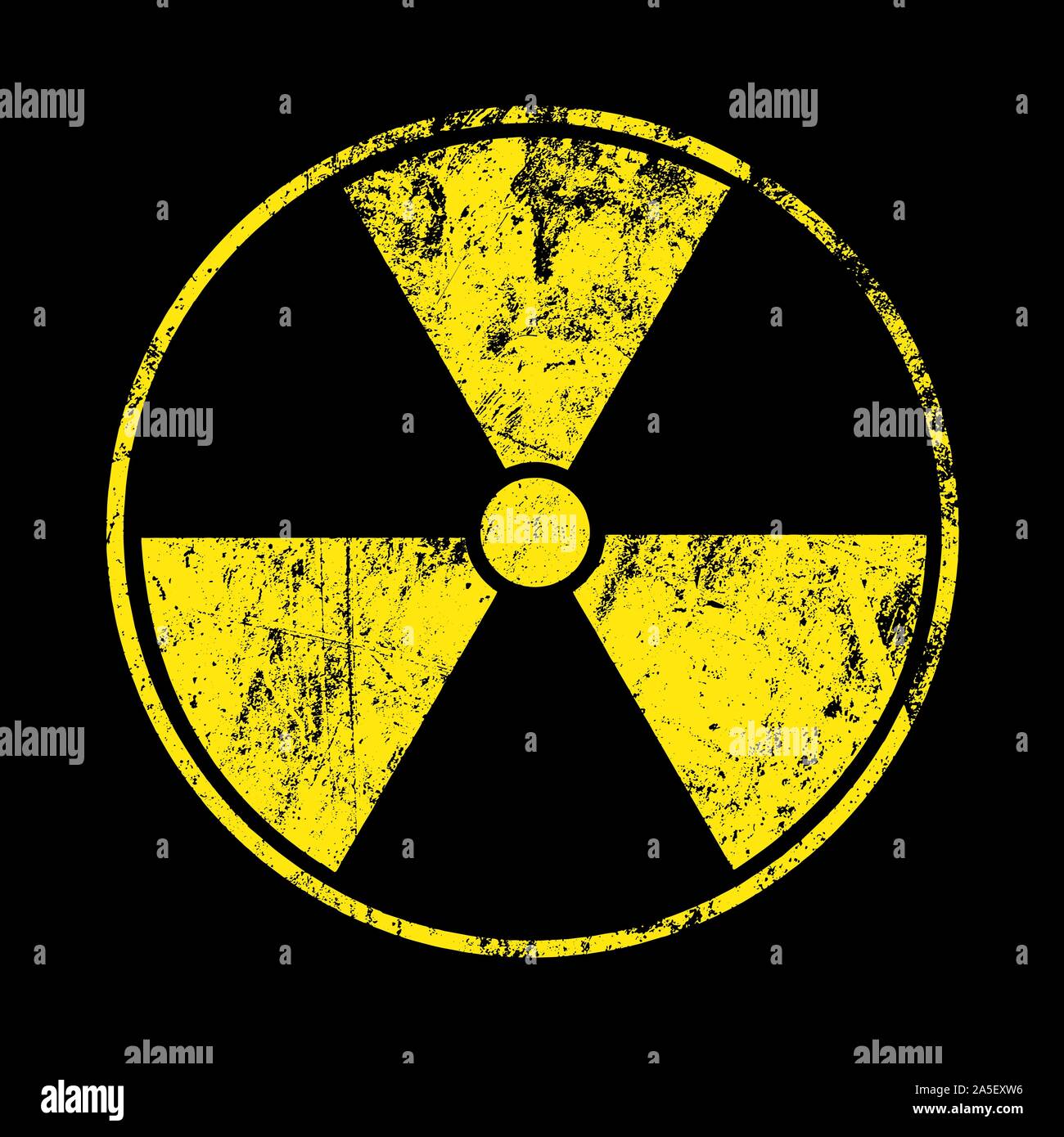 Vector illustration of grunge yellow radioactive hazard warning sign ...