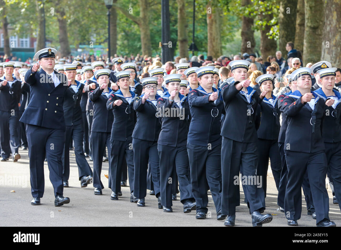 London, UK. 20th Oct, 2019. Over 500 Sea Cadets aged between 10 to 18 ...