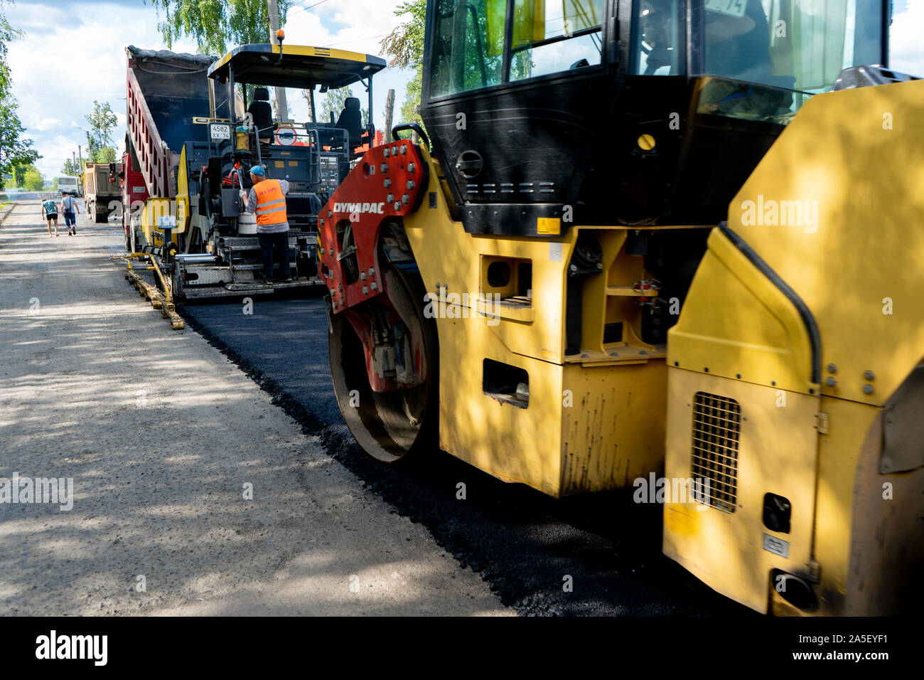 Chelyabinsk Region, Russia - August 2019. Asphalt Roller Operation ...