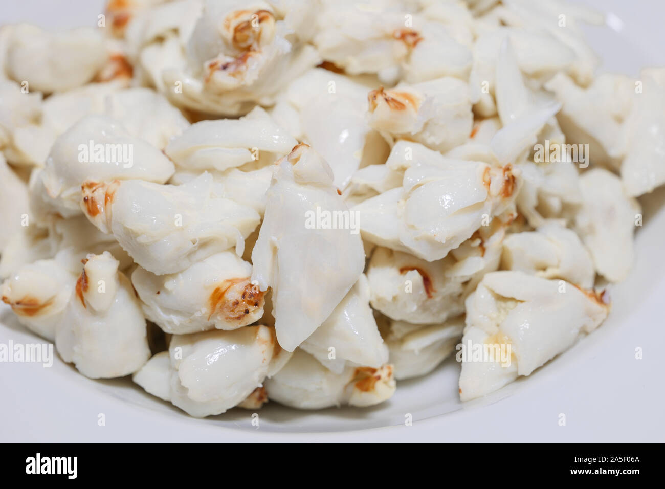 Close up view of pile of fresh steamed crab meat without shell and ...