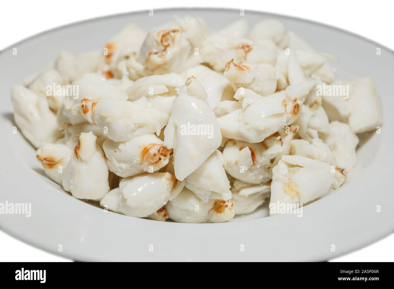 Top view of pile of fresh steamed crab meat without shell and ready to ...