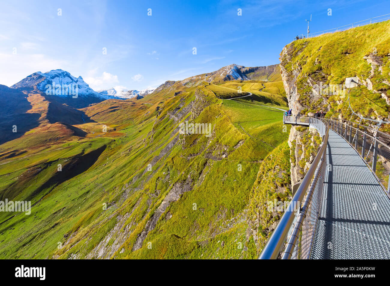 Grindelwald, Switzerland - October 10, 2019: People on sky cliff walk ...