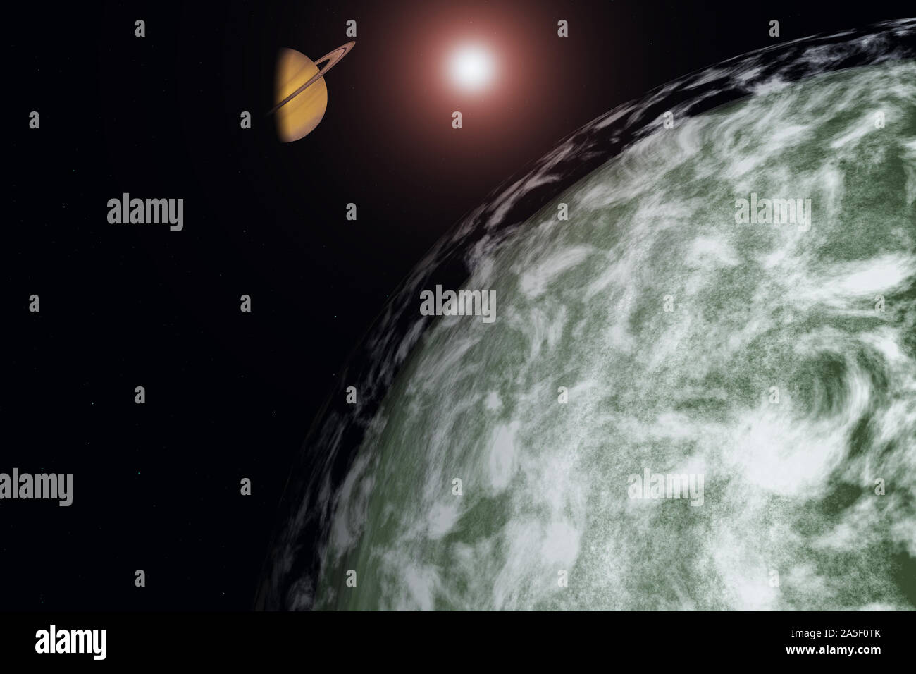 Saturn's terraformed moon. Sci Fi art Stock Photo - Alamy