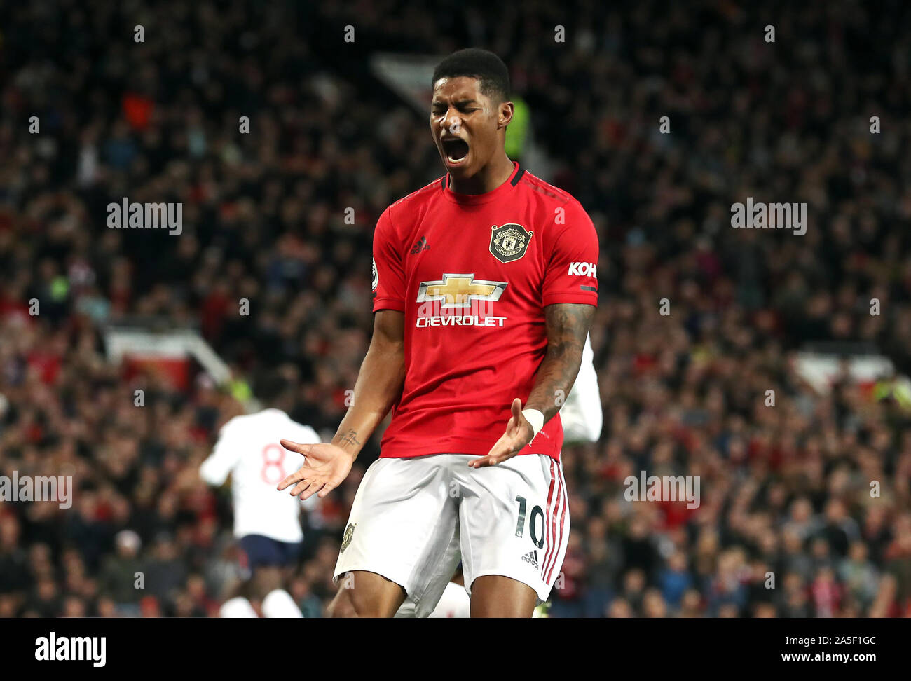 Manchester United's Marcus Rashford reacts after a missed chance during ...